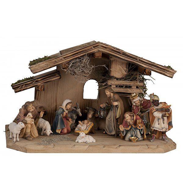 Krippenset Bethlehem mit Tiroler Krippenstall